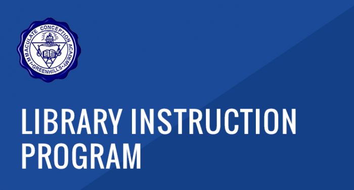 Library Instruction Program - Immaculate Conception Academy
