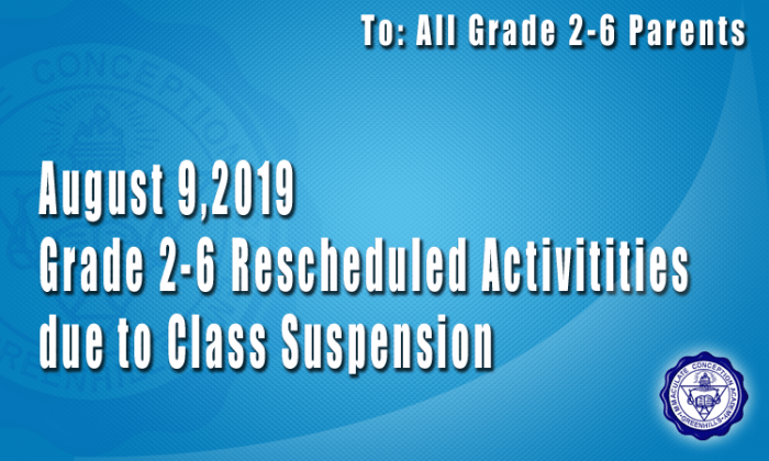 Grade 2-6 Rescheduled Activities due to Class Suspension - Immaculate ...