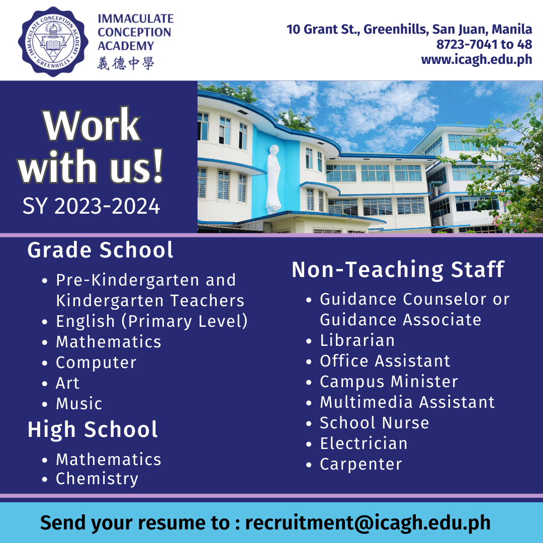 JOB POSTING - Immaculate Conception Academy