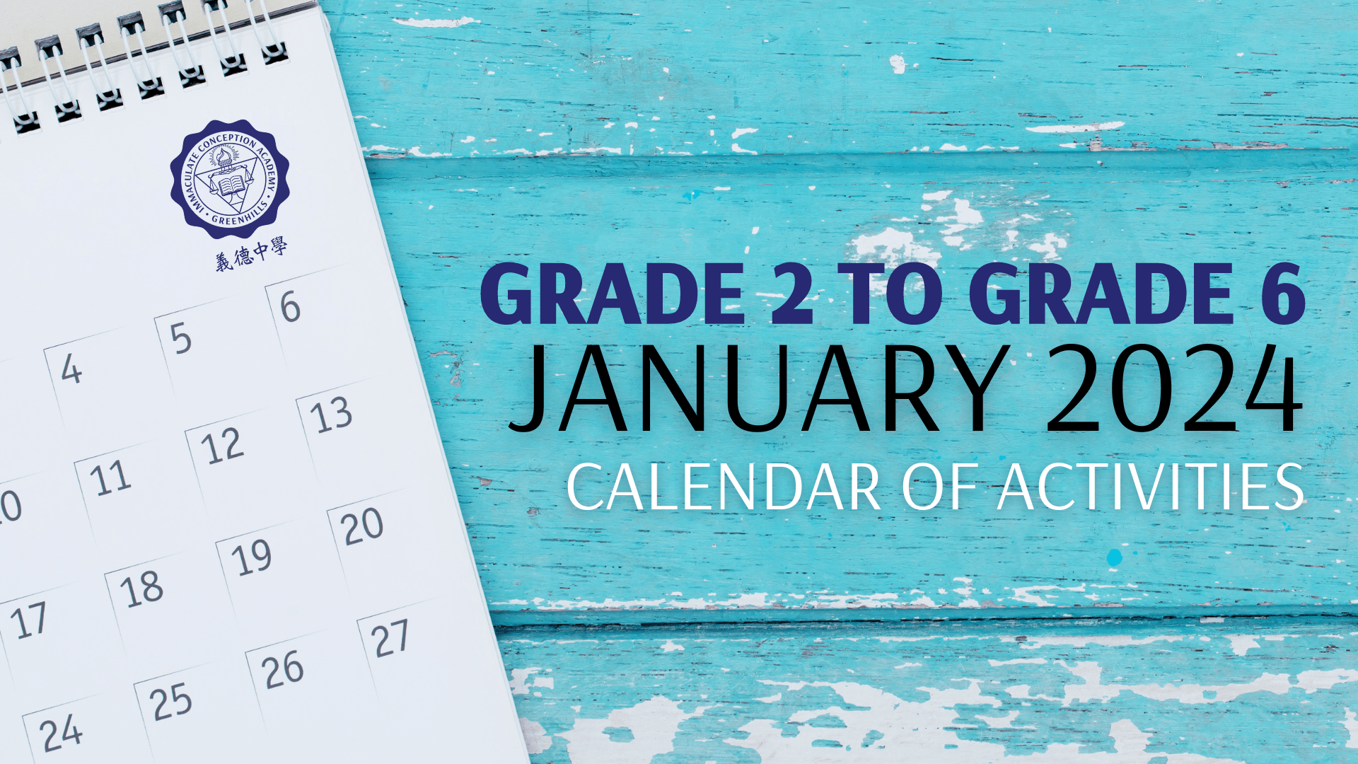 Grades 2 to 6 January Calendar of Activities - Immaculate Conception ...